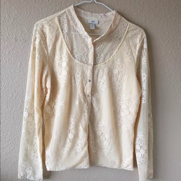 J. Jill | Tops | J Jill M Victorian Vintage Cream Elegant Lace Button ...